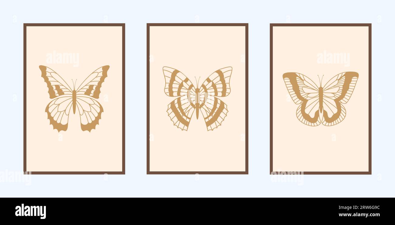 Gold butterflies poster. Modern t-shirt print, card or wall poster ...