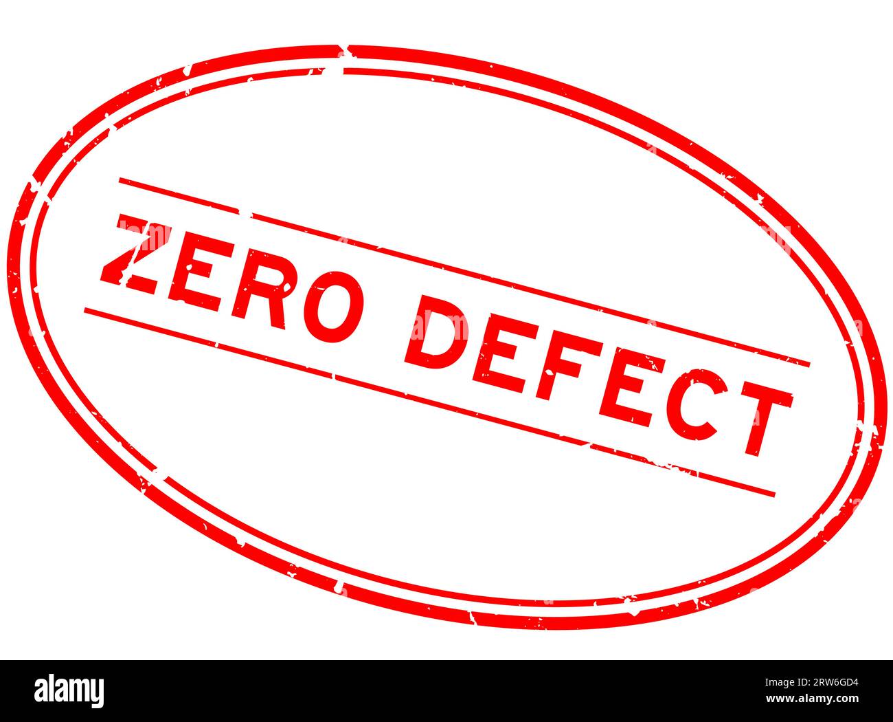 Grunge red zero defect word oval rubber seal stamp on white background ...