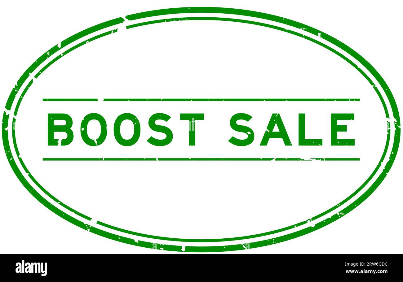 Grunge green boost sale word oval rubber seal stamp on white background ...