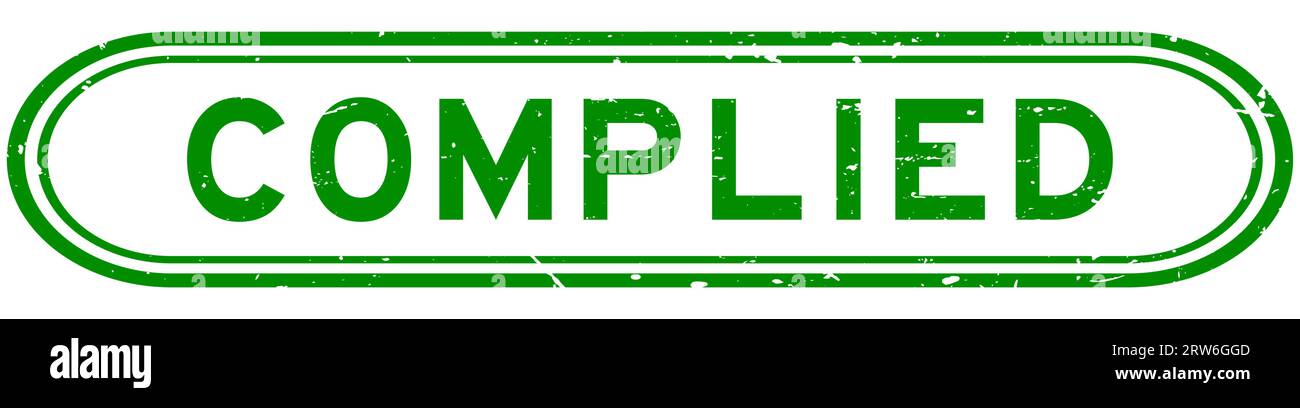 Grunge green complied word rubber seal stamp on white background Stock ...