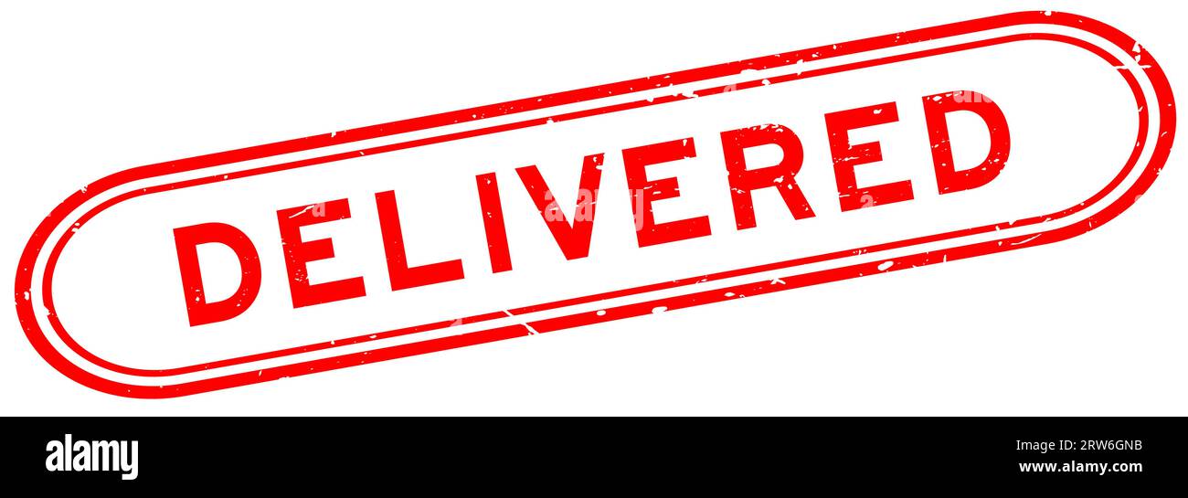 Grunge red delivered word rubber seal stamp on white background Stock ...