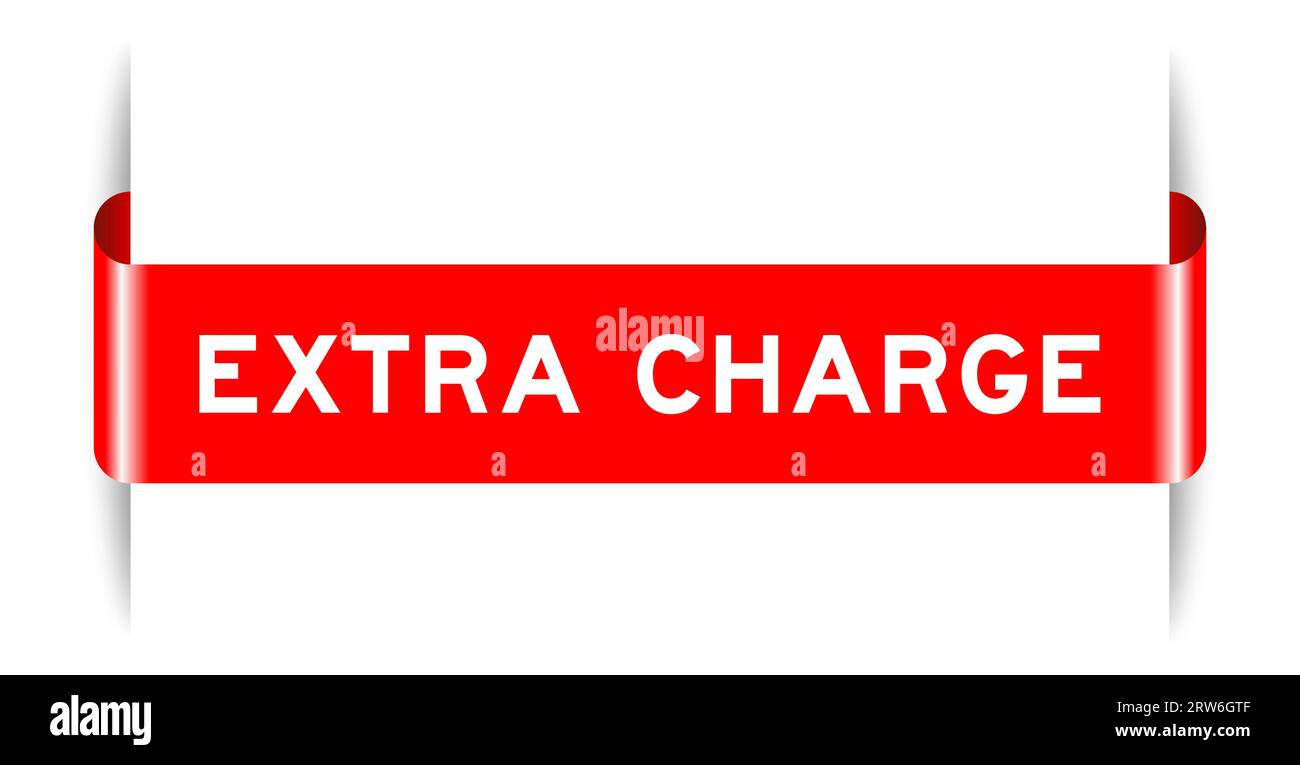 Red color inserted label banner with word extra charge on white background Stock Vector Image ...