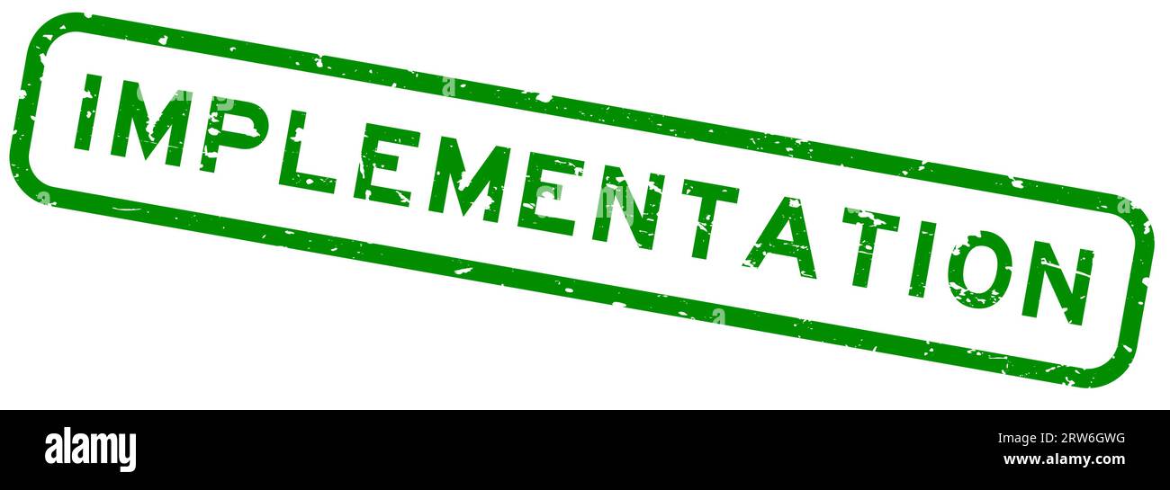 Grunge green implementation word square rubber seal stamp on white background Stock Vector Image ...