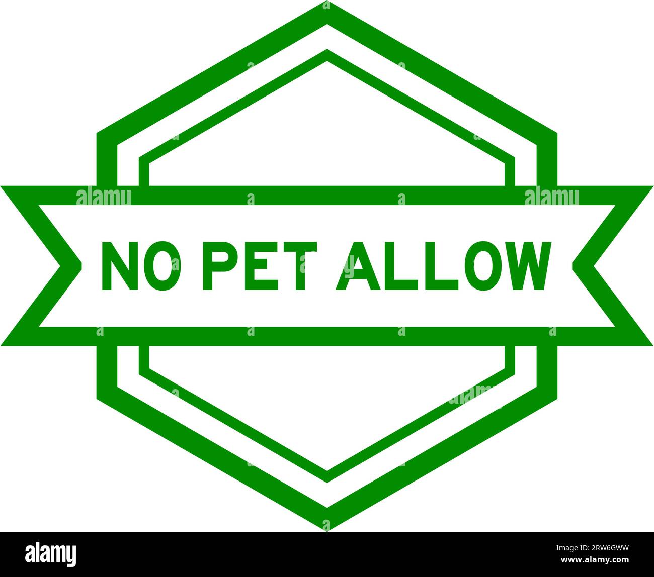 Vintage green color hexagon label banner with word no pet allow on ...