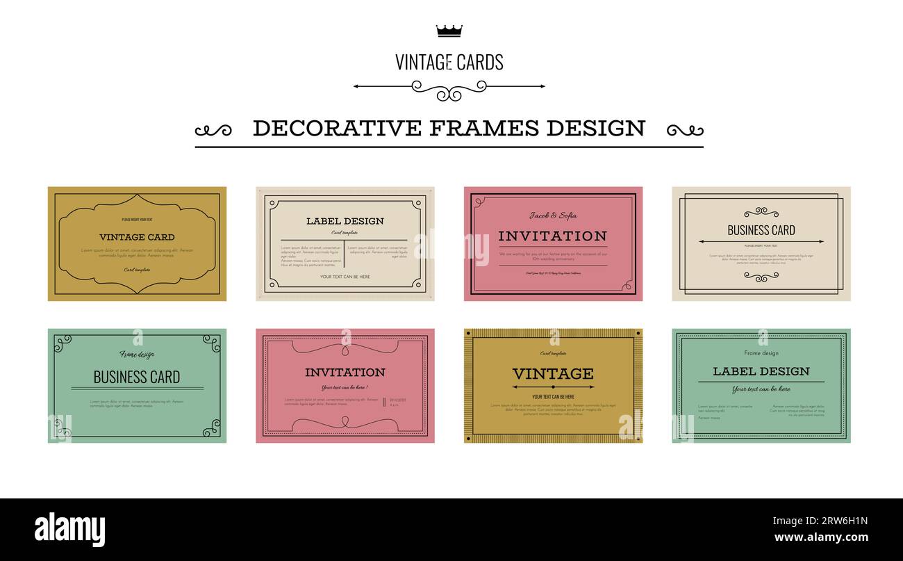 Vintage frames. Business visit card. Invitation template. Texture ...
