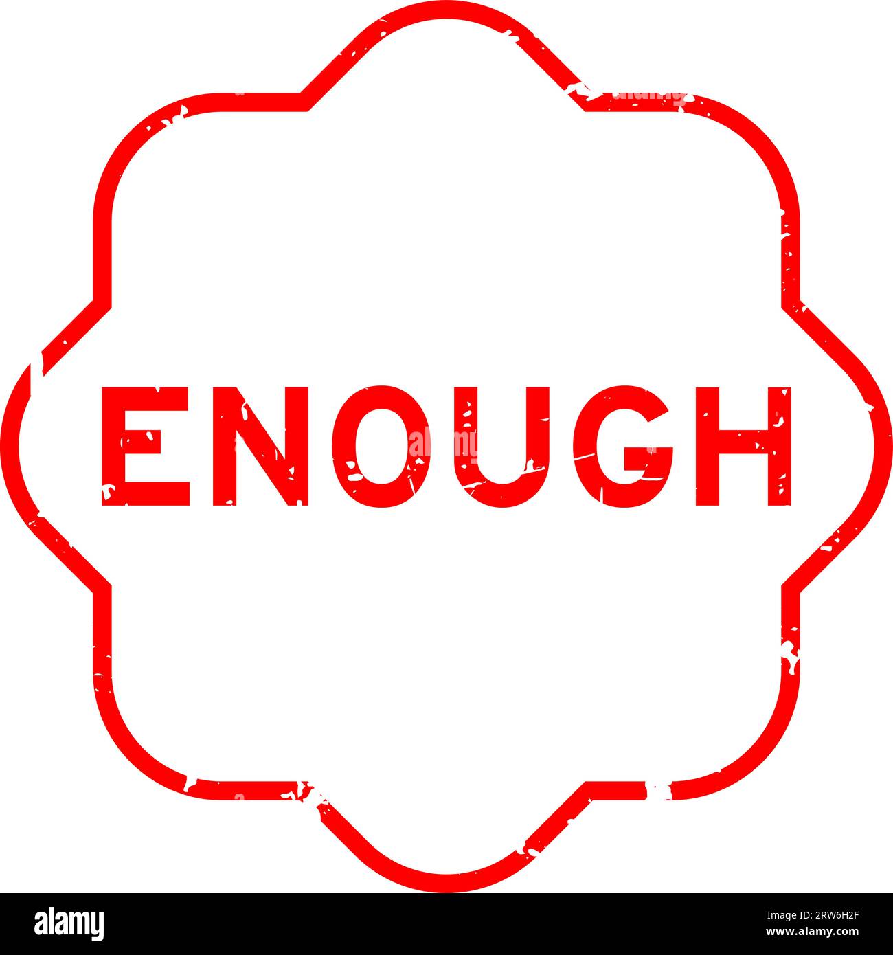 Grunge red enough word rubber seal stamp on wthie background Stock ...
