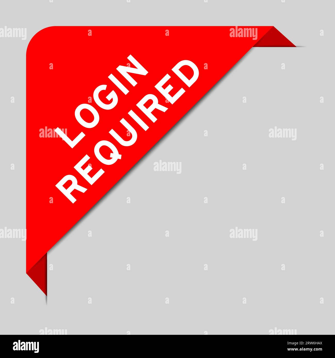 Red color of corner label banner with word login required on gray ...