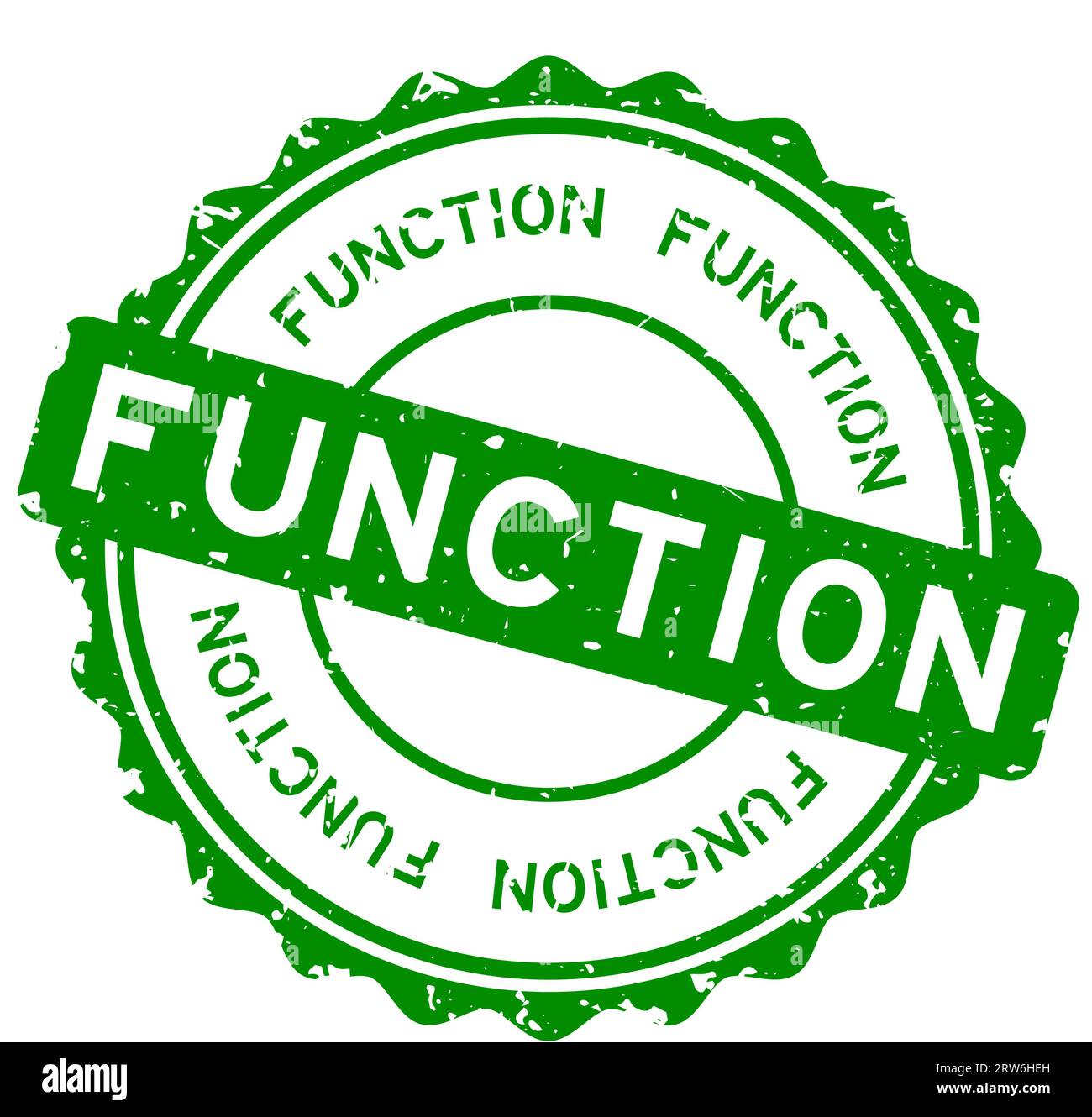 Grunge Green Function Word Round Rubber Seal Stamp On White Background