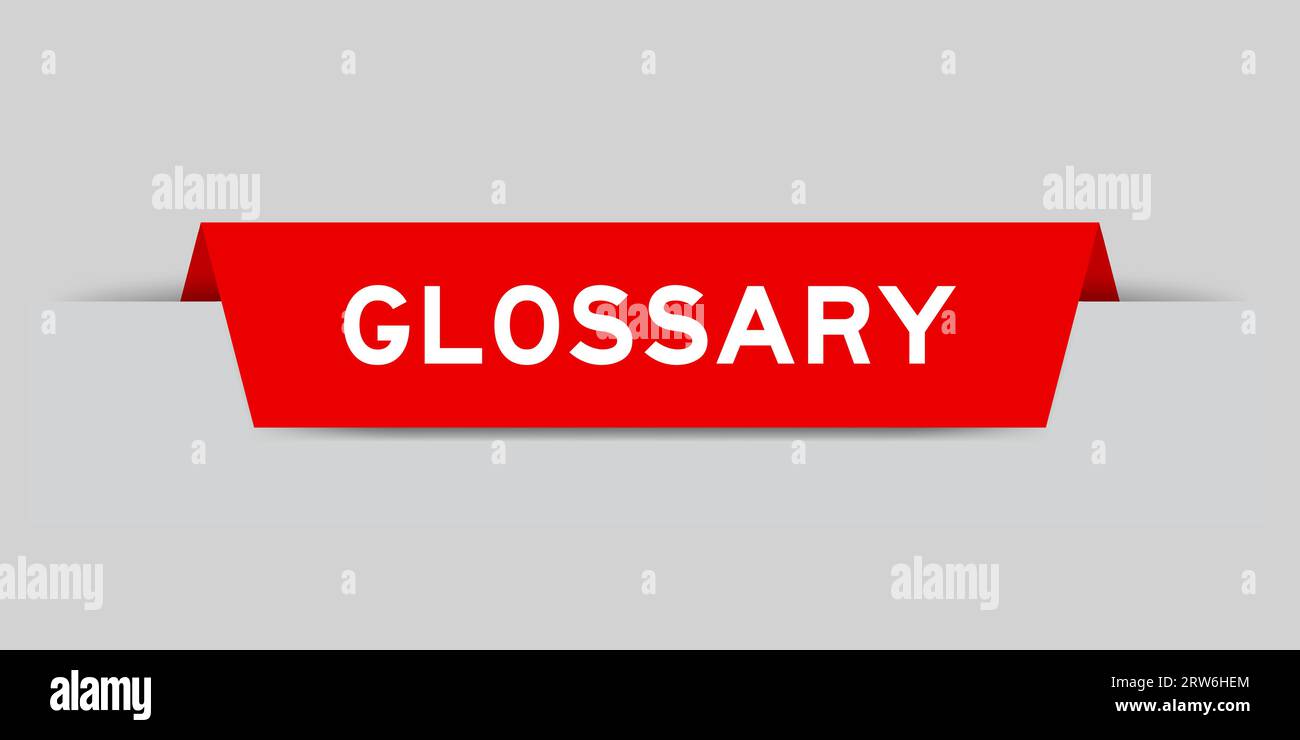 Red color inserted label with word glossary on gray background Stock ...