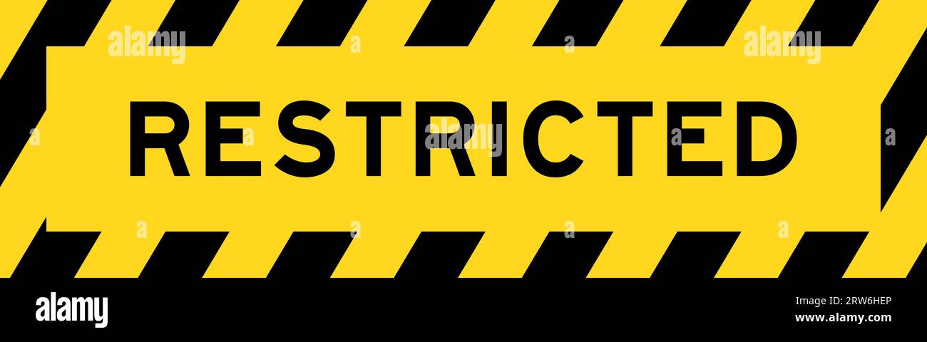 Yellow and black color with line striped label banner with word ...