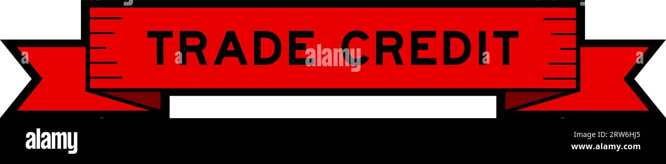 Ribbon label banner with word trade credit in red color on white ...