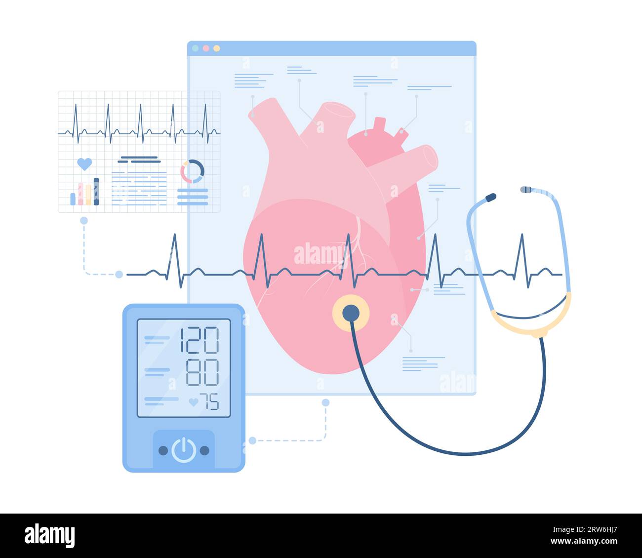 Cardiovascular care and heart health vector illustration. Cartoon ...