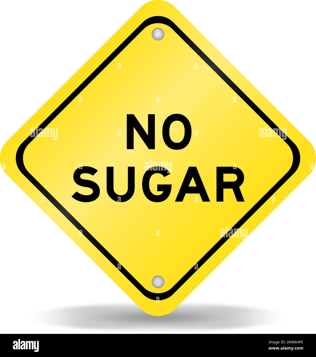 Yellow color transportation sign with word no sugar on white background ...