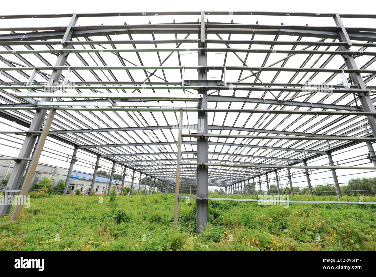 The steel beam framework of the plant is in the weeds Stock Photo - Alamy