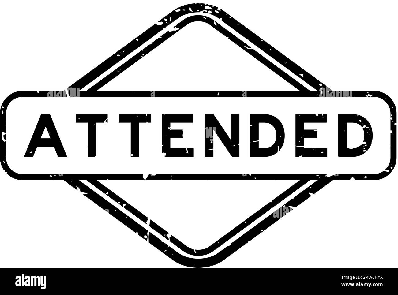 Grunge black attended word rubber seal stamp on white background Stock ...