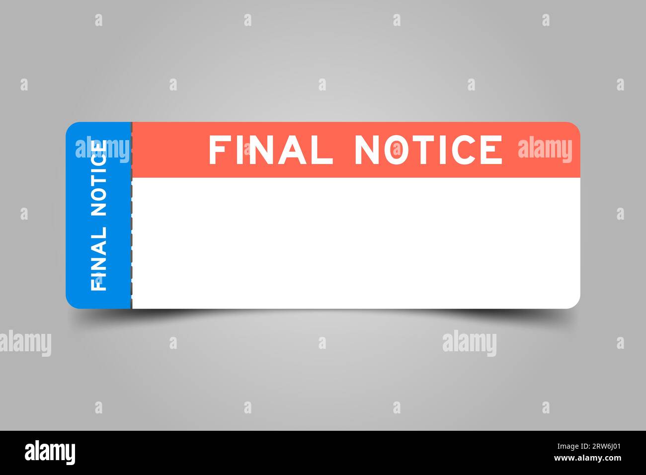 Blue and orange color ticket with word final notice and white copy ...