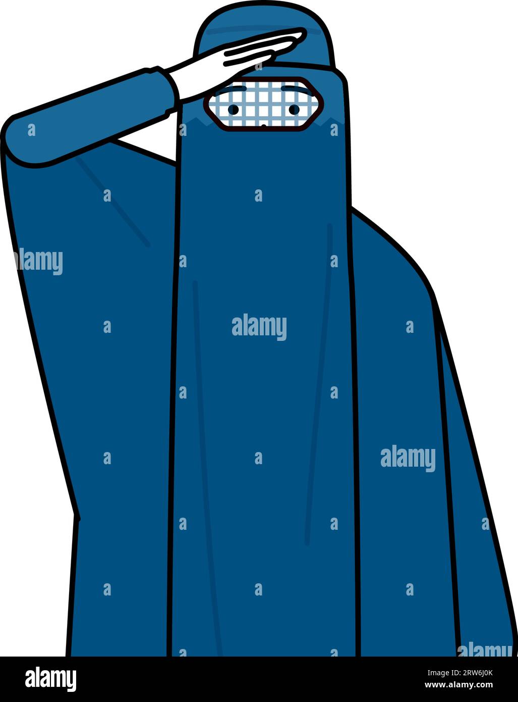 Muslim woman in burqa looking into the distance, Vector Illustration ...