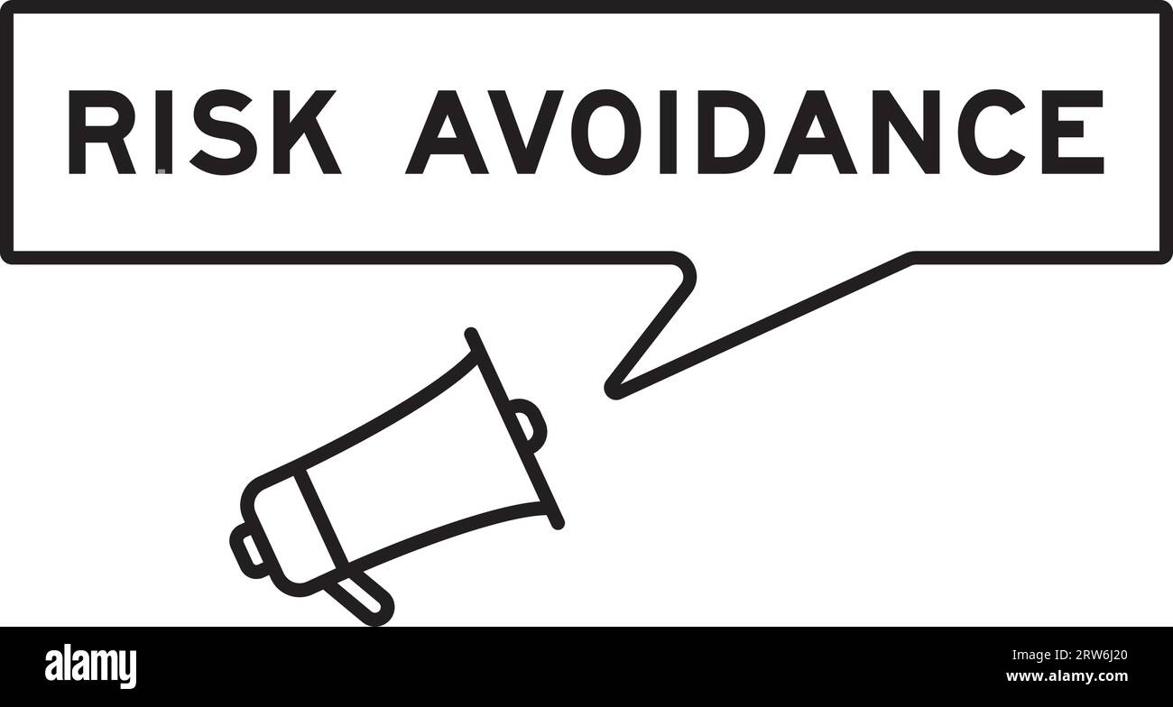 Megaphone icon with speech bubble in word risk avoidance on white ...