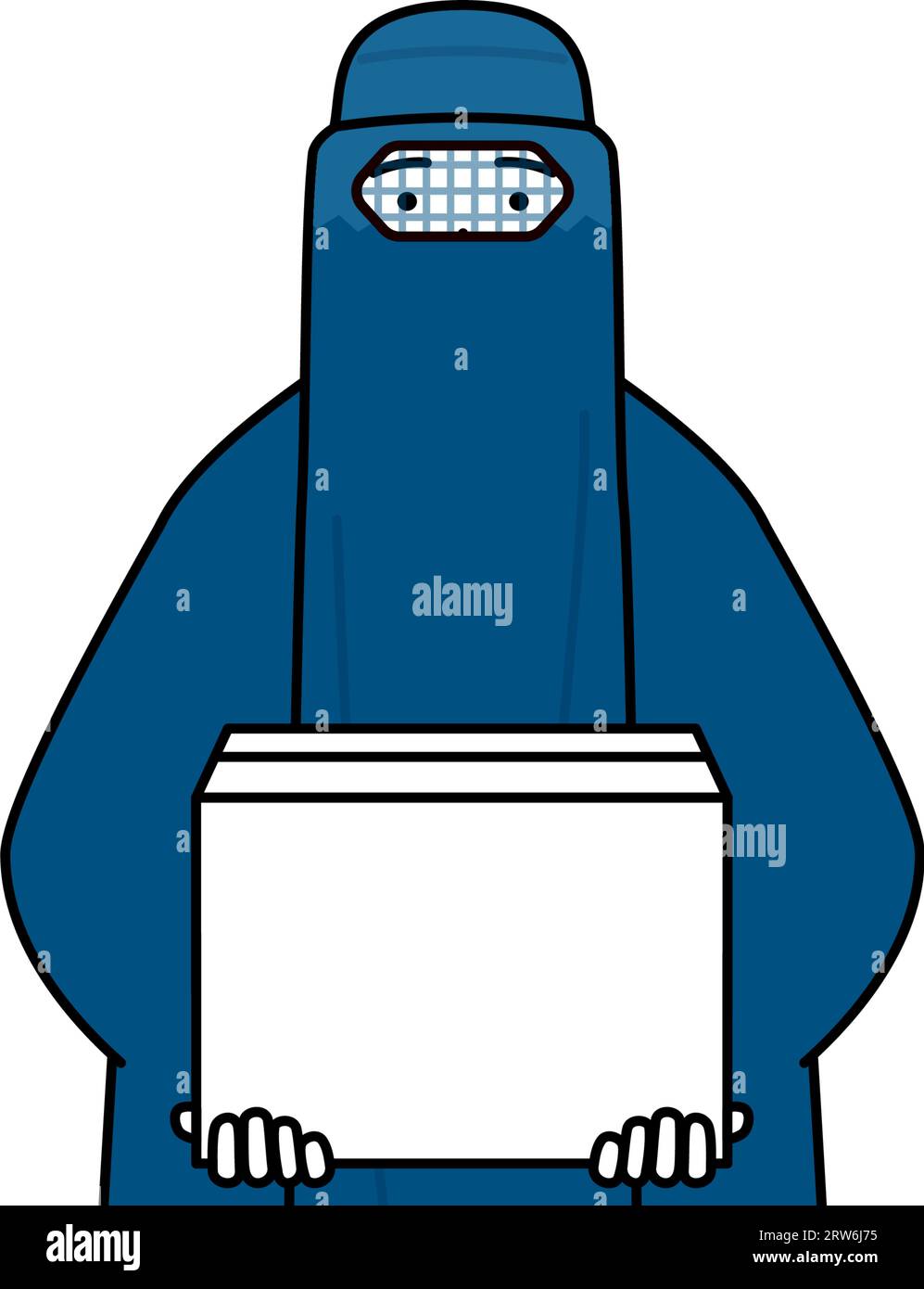 Muslim woman in burqa working to carry cardboard boxes, Vector ...