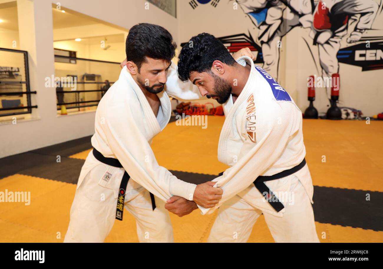 Baghdad, Iraq. 14th Sep, 2023. Athletes of the Iraqi judo team train in ...