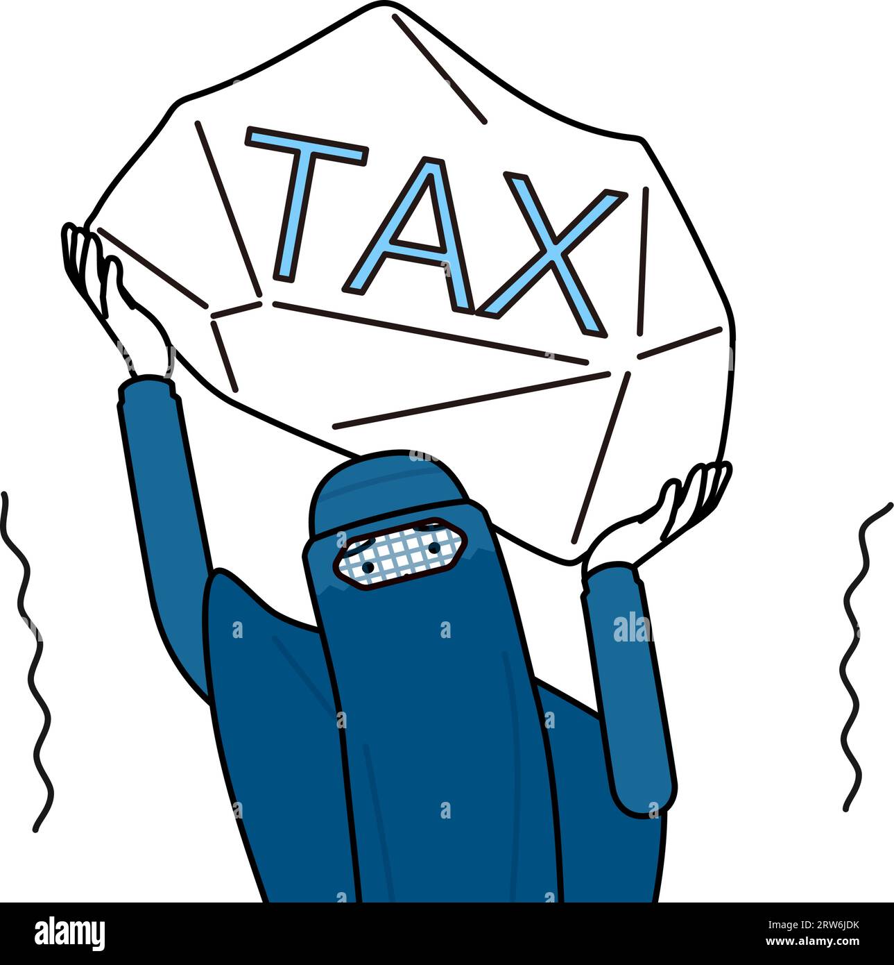 Muslim woman in burqa suffering from tax increases, Vector Illustration ...