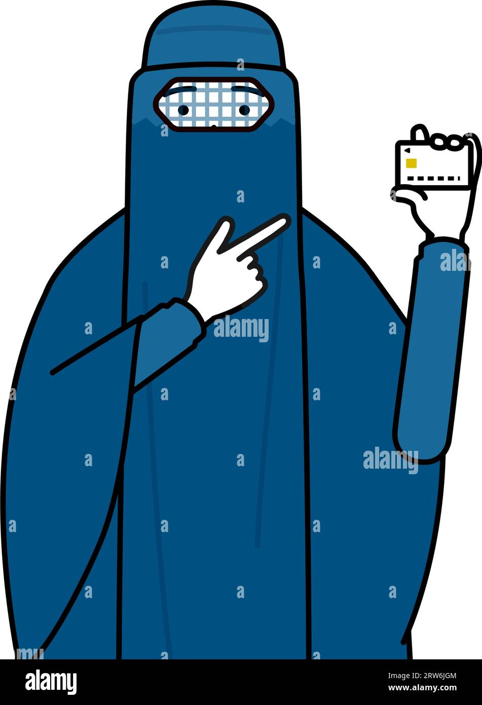 Muslim woman in burqa recommending credit card payment, Vector ...