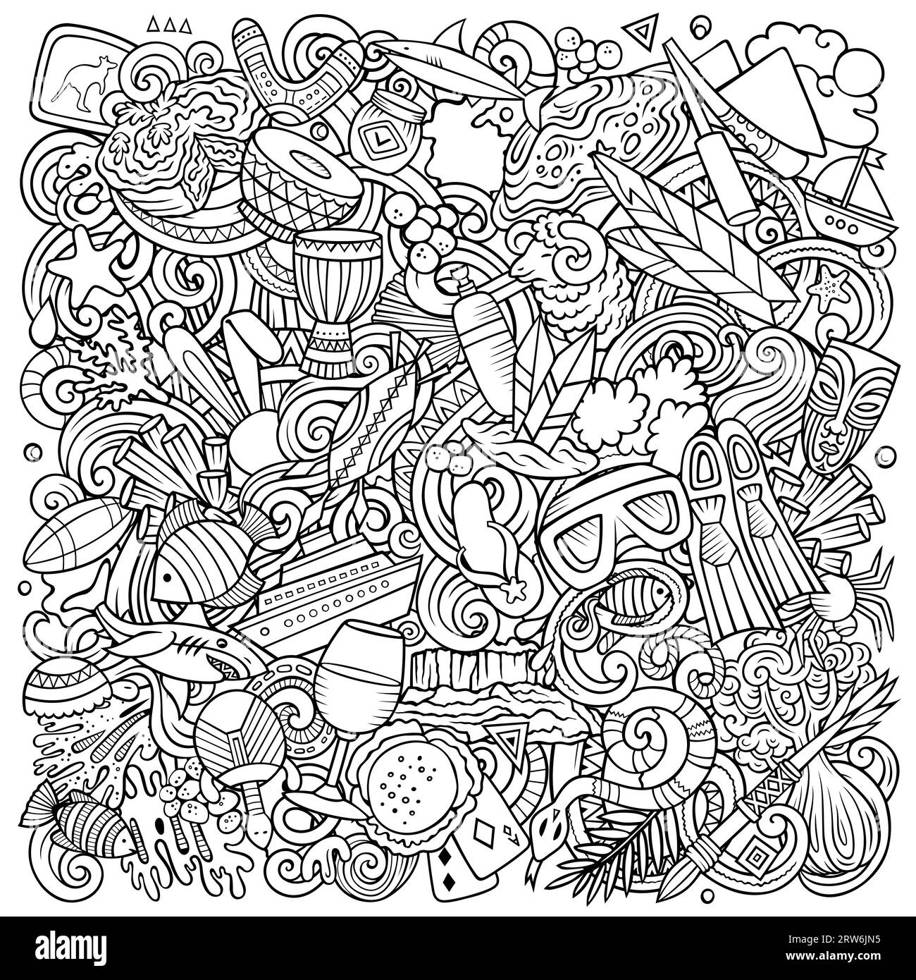 Australia cartoon doodle illustration. Funny Australian design ...