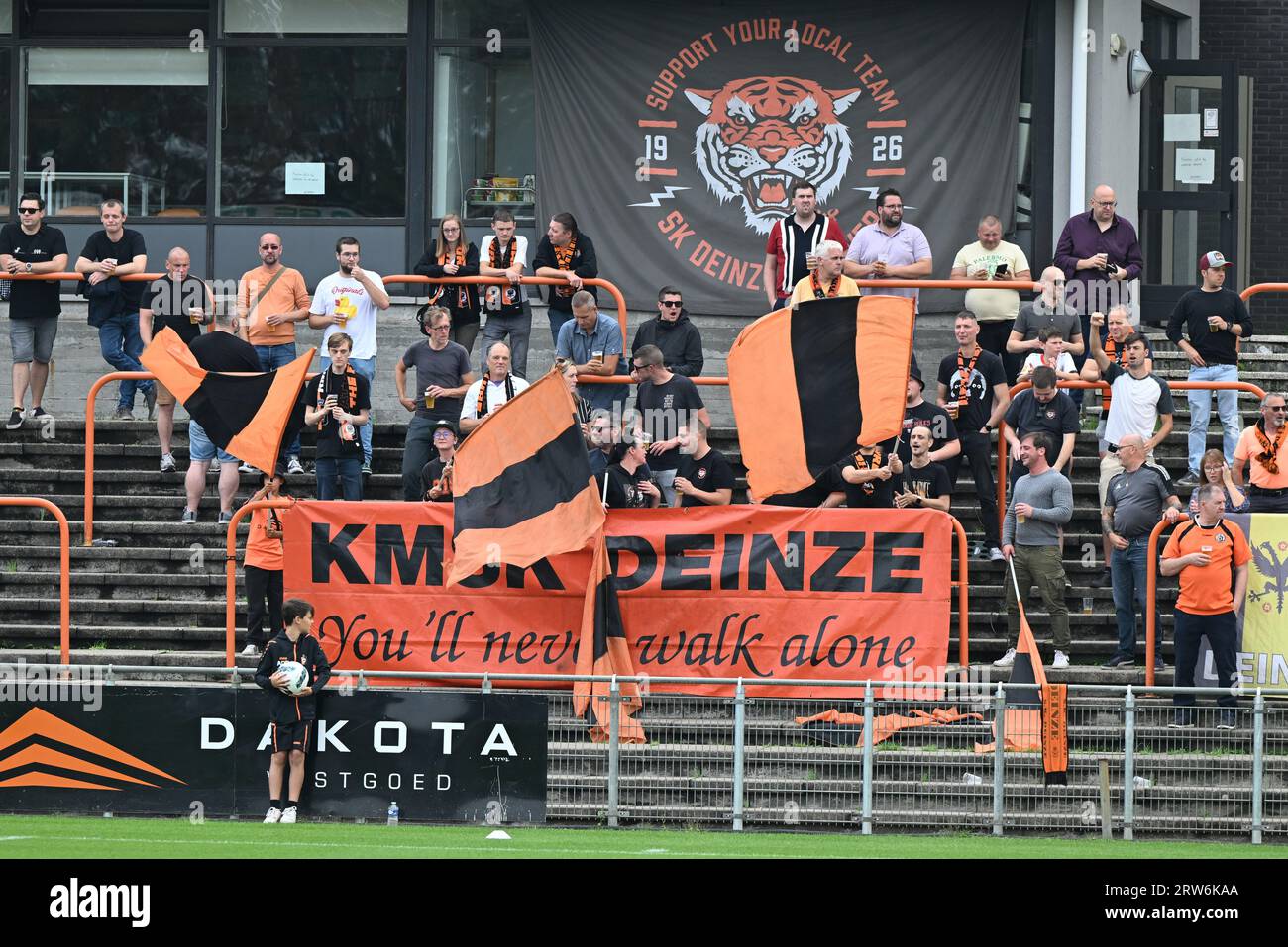 Deinze, Belgium. 17th Sep, 2023. fans and supporters of Deinze pictured ...
