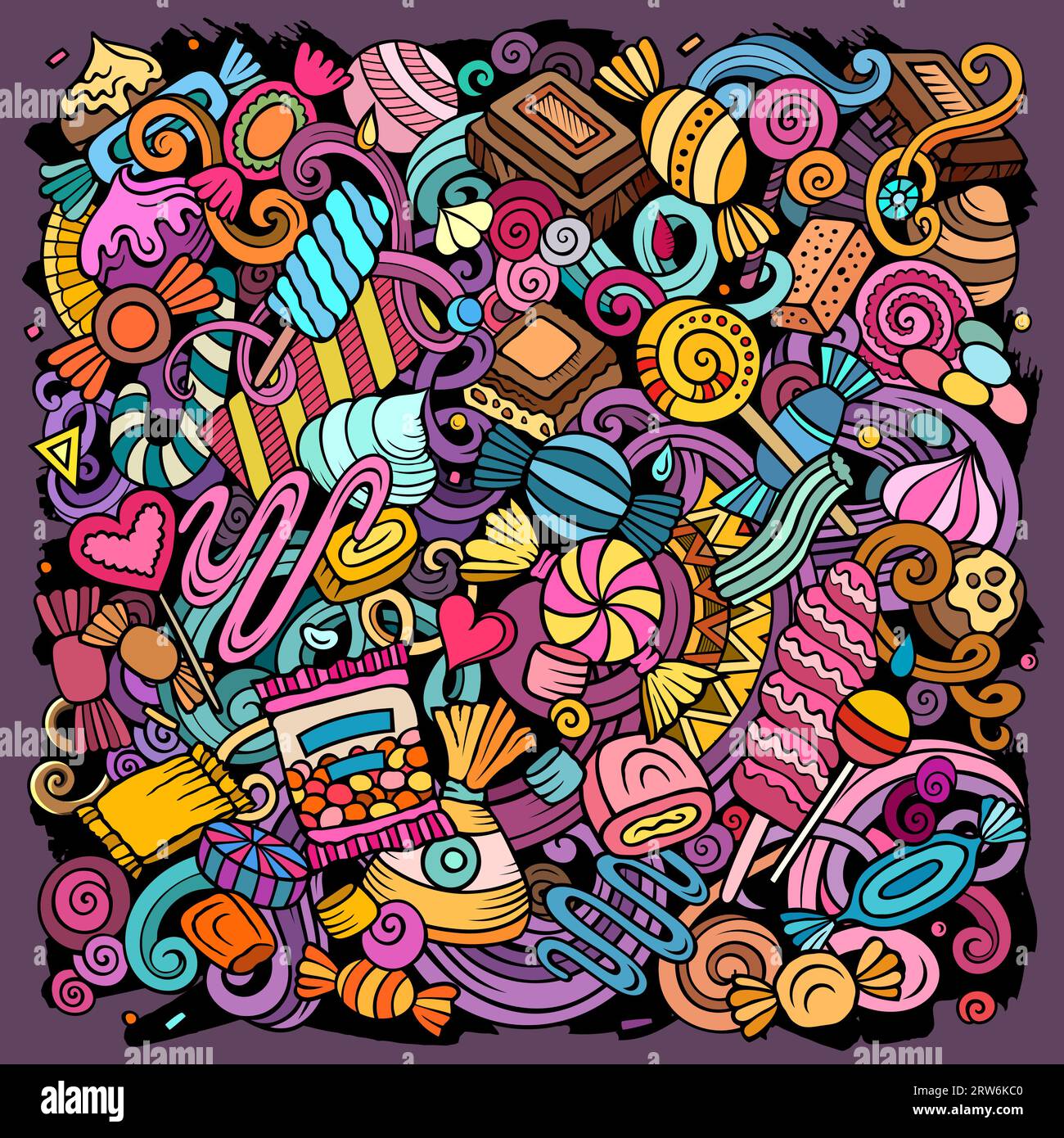 Candies cartoon vector doodles illustration. Sweet food design ...