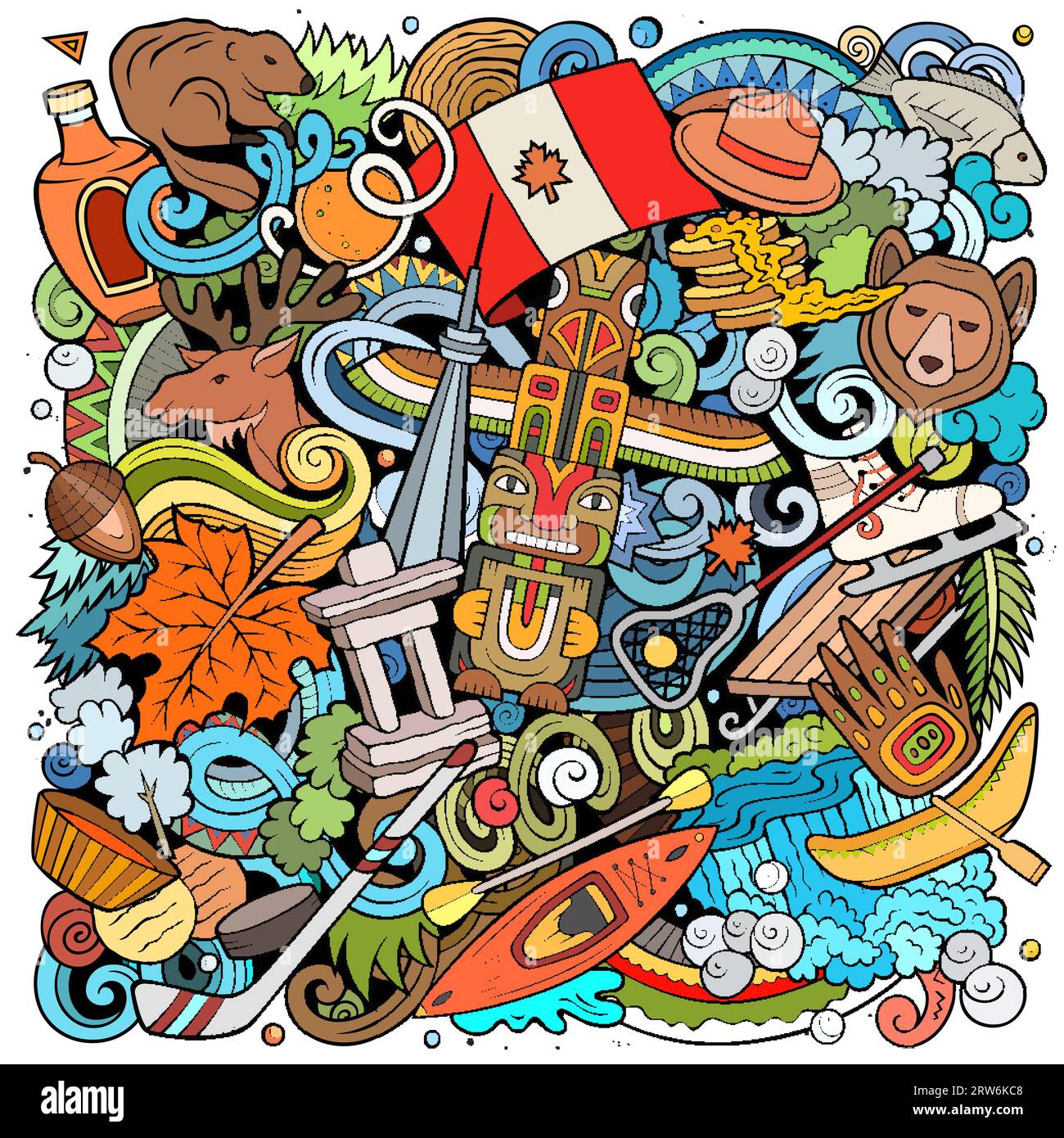 Canada cartoon doodle illustration. Funny Canadian design. Creative ...
