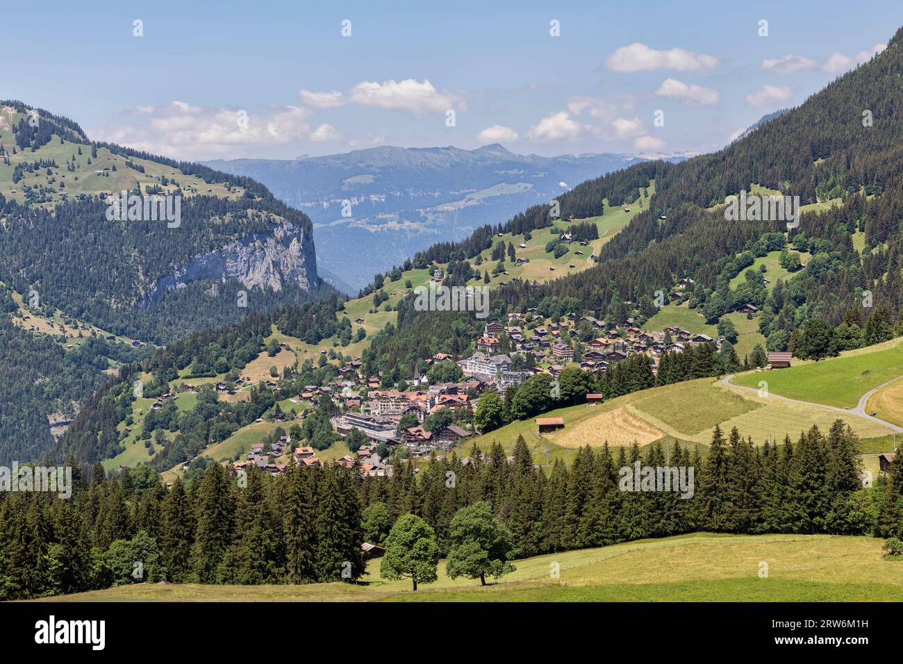 high viewpoint of wengen village in the bernese oberland switzerland ...