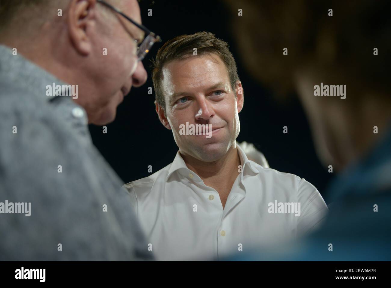 Athens, Greece - 16 September 2023. Stefanos Kasselakis talks with ...