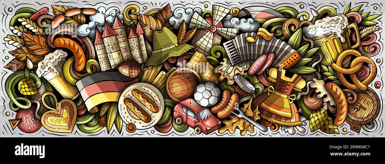 Vector illustration with Germany theme doodles. Vibrant and eye ...