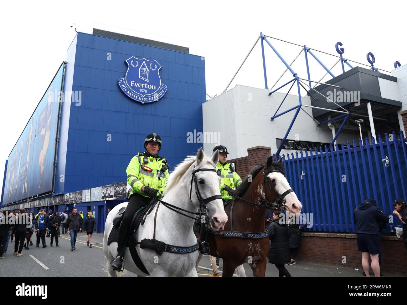 Mounted police ahead of the Premier League match at Goodison Park ...