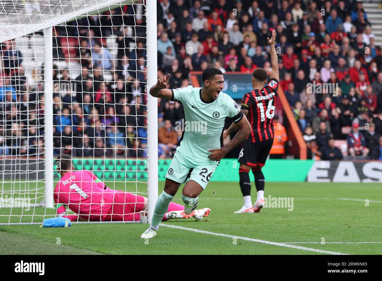 Chelsea's Levi Colwill celebrates prior to his goal being disallowed ...