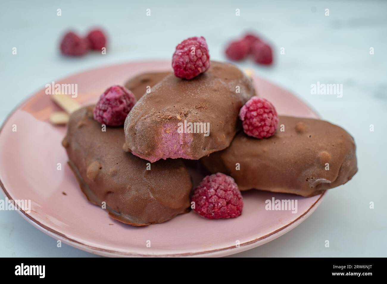 chocolate raspberry ice cream Stock Photo - Alamy