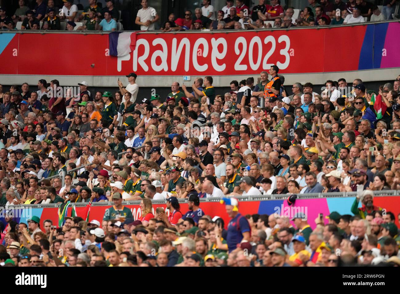 Spectators react during the Rugby World Cup Pool B match between South ...