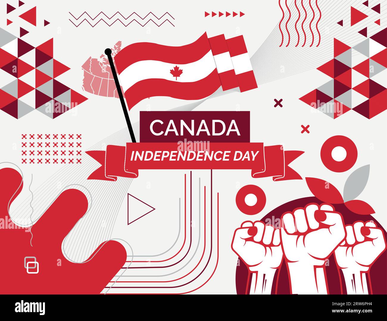 CANADA Map and raised fists. National day or Independence day design ...