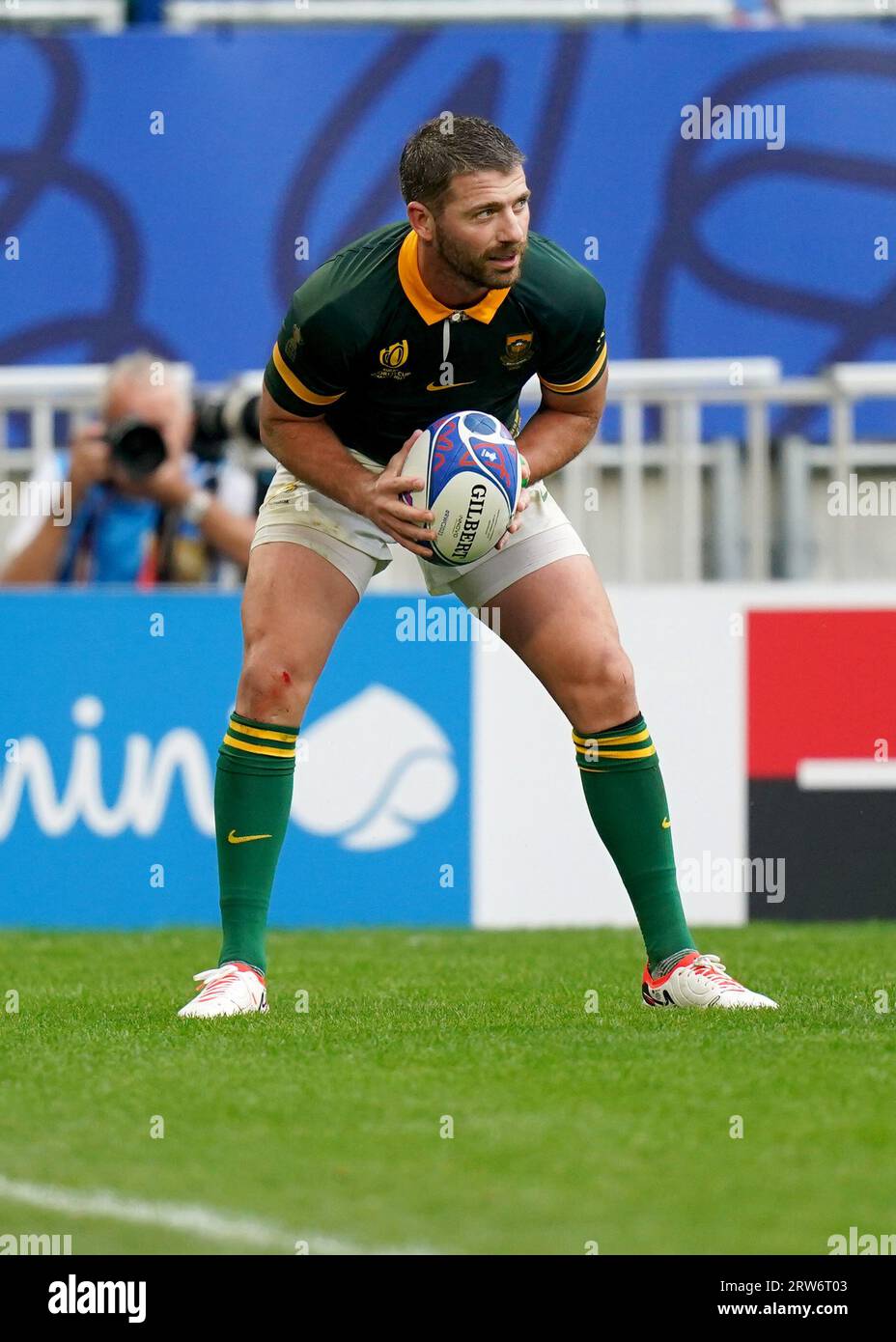 South Africa's Willie le Roux scores a try during the Rugby World Cup ...