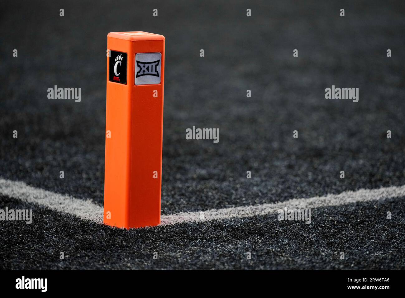 The Cincinnati and the Big 12 Conference logos are visible on the end ...