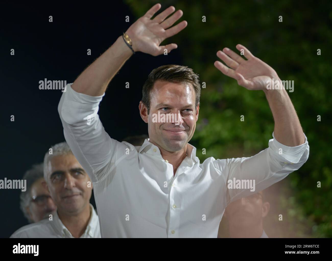 Athens, Greece - 16 September 2023. Stefanos Kasselakis addresses the ...