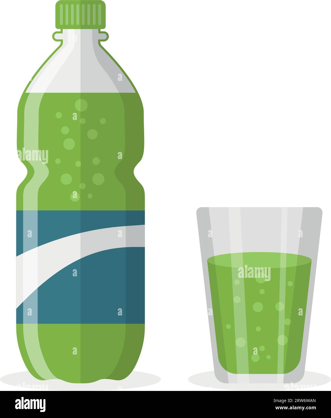 Soda drink icon in flat style. Plastic bottle and drinking glass vector ...