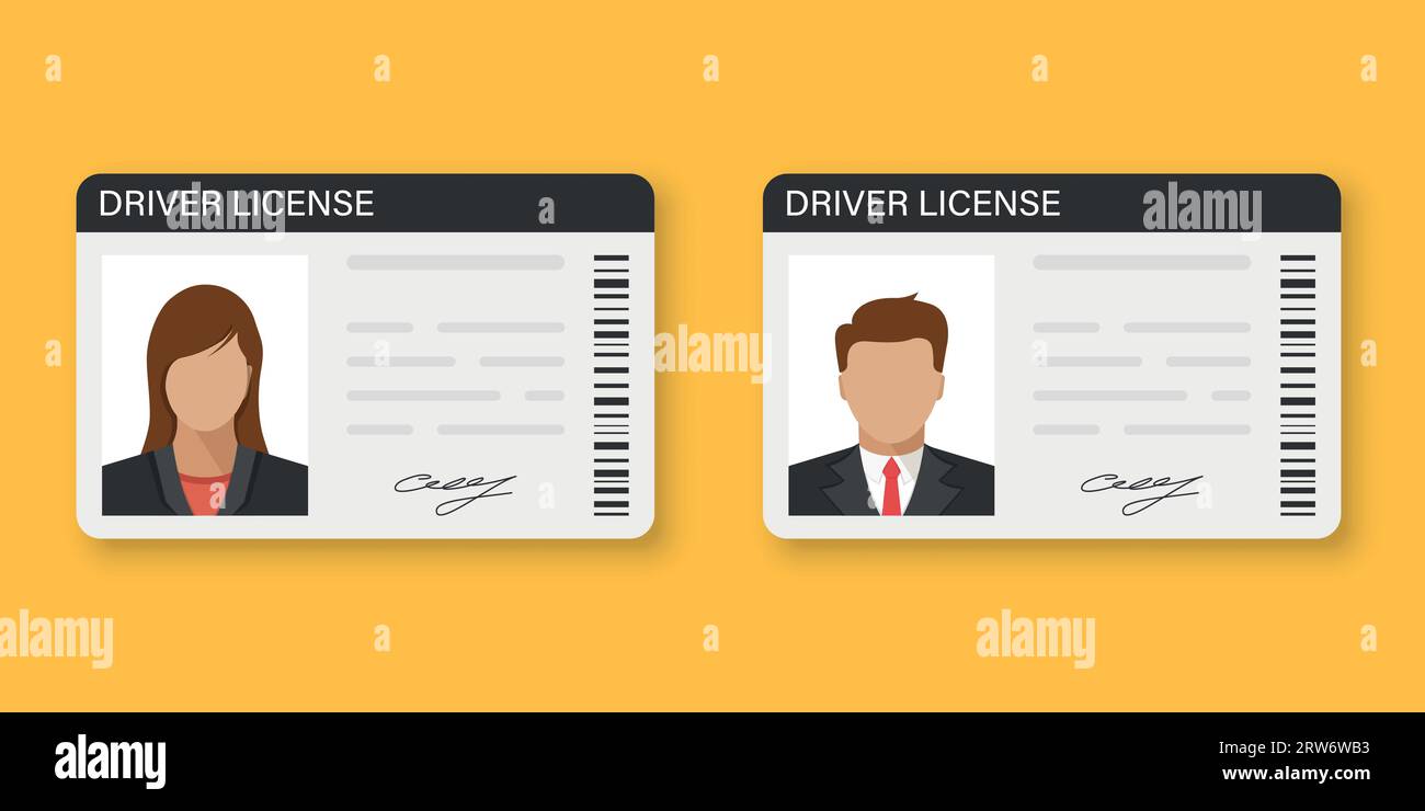 Driver license icon in flat style. Identification document vector ...