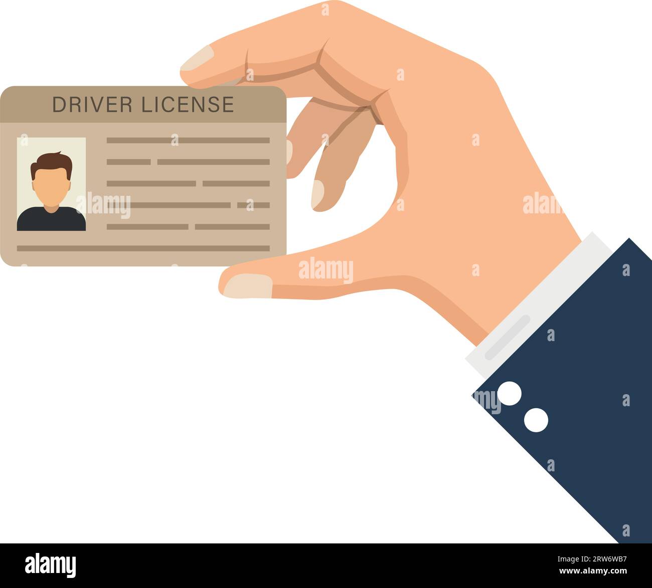 Hand holding driver license icon in flat style. Id card vector ...