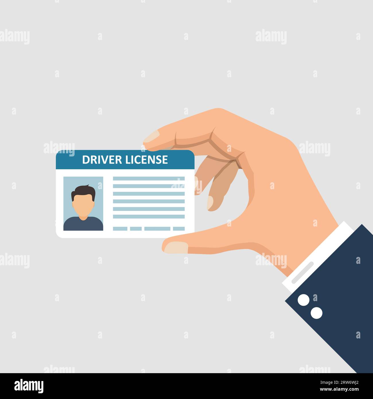 Hand holding driver license icon in flat style. Id card vector ...