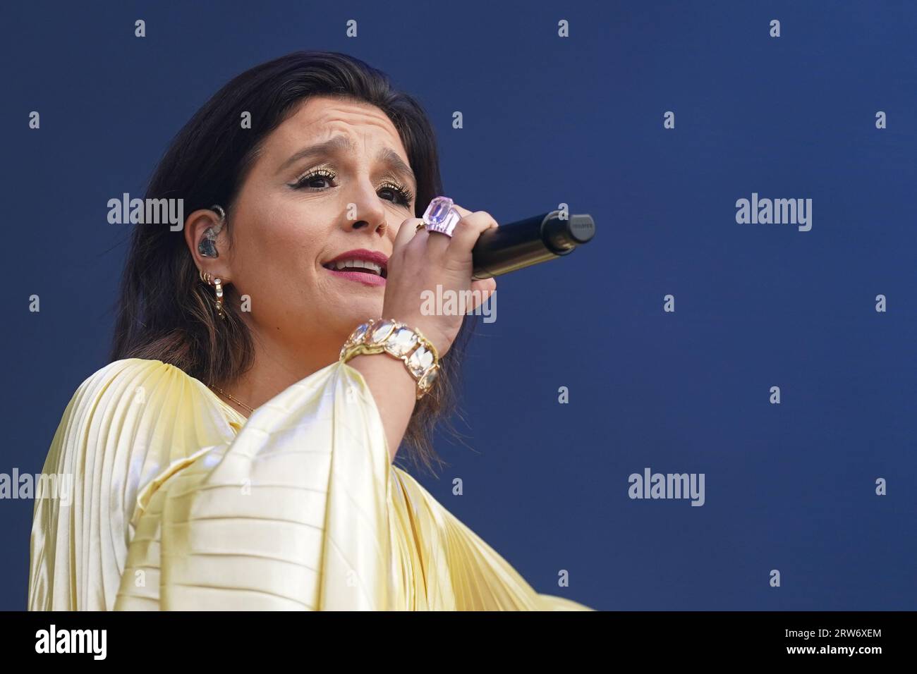 Jessie Ware performing on stage at Radio 2 in the Park at Victoria Park ...