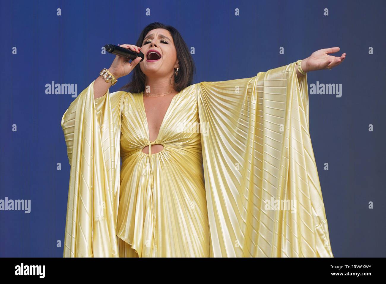 Jessie Ware performing on stage at Radio 2 in the Park at Victoria Park ...