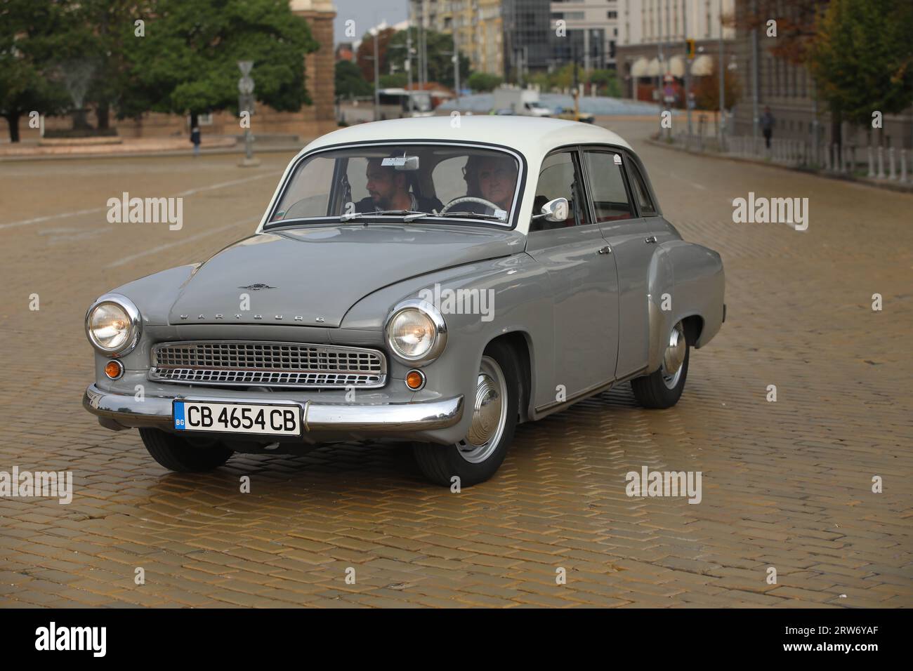 Autumn retro car salon in the center of the capital of Bulgaria, Sofia ...
