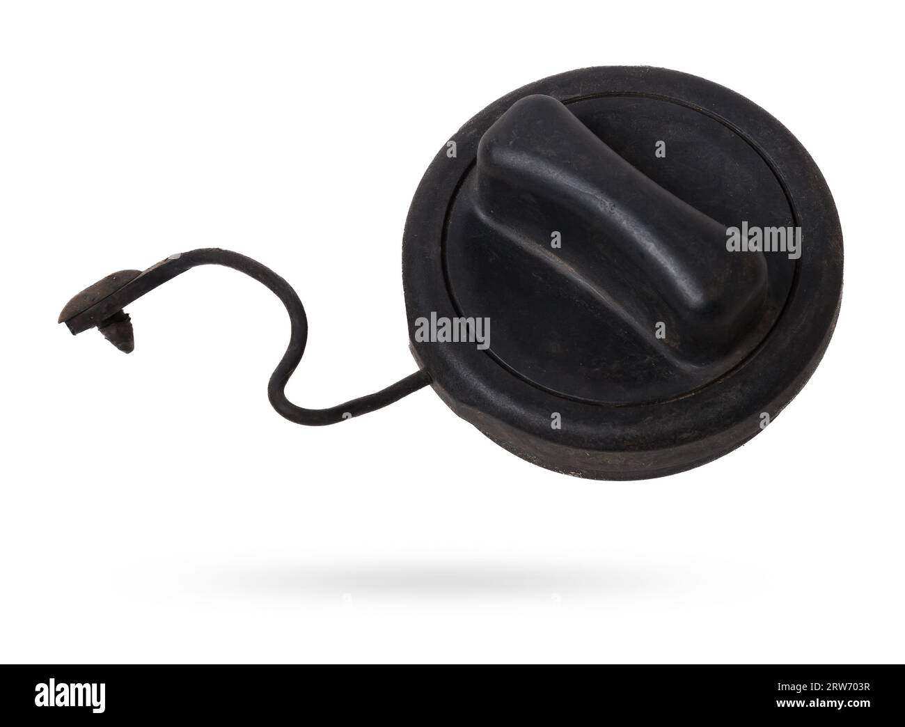 Plastic fuel filler tank cap on white isolated background. Oil and gas ...