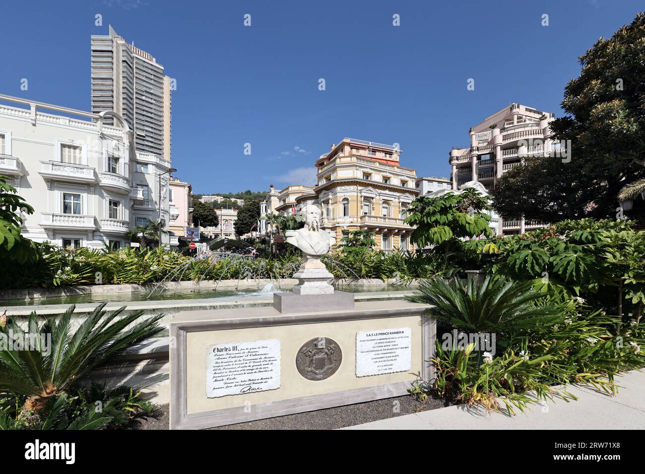 Bust of Charles III, Monte Carlo, Monaco, French Riviera, Europe Stock ...